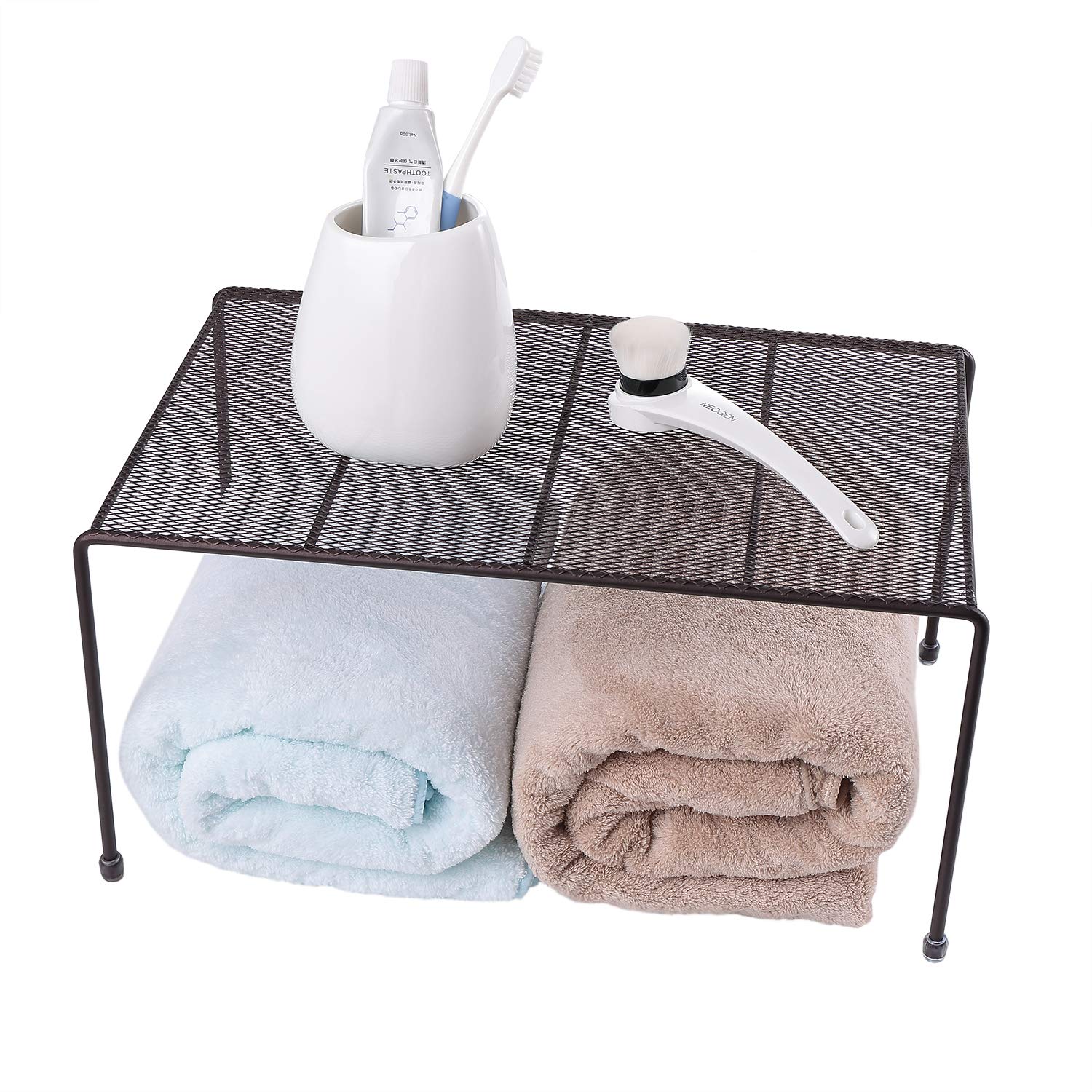 Expandable Stackable Kitchen Cabinet and Counter Shelf Organizer,Kitchen Shelves, Cabinet Organization,Bronze
