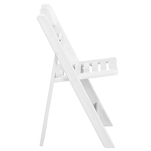 Flash Furniture 2 Pack HERCULES Series 1000 lb. Capacity White Resin Folding Chair with Slatted Seat