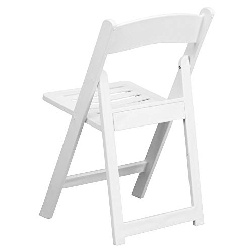 Flash Furniture 2 Pack HERCULES Series 1000 lb. Capacity White Resin Folding Chair with Slatted Seat