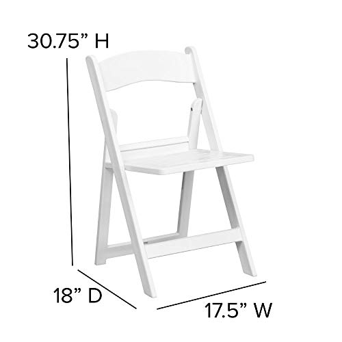 Flash Furniture 2 Pack HERCULES Series 1000 lb. Capacity White Resin Folding Chair with Slatted Seat
