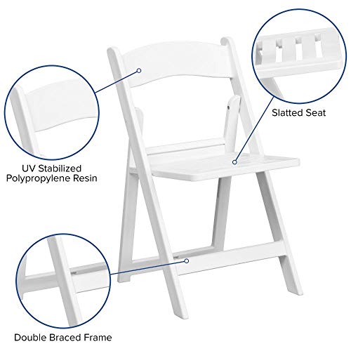 Flash Furniture 2 Pack HERCULES Series 1000 lb. Capacity White Resin Folding Chair with Slatted Seat