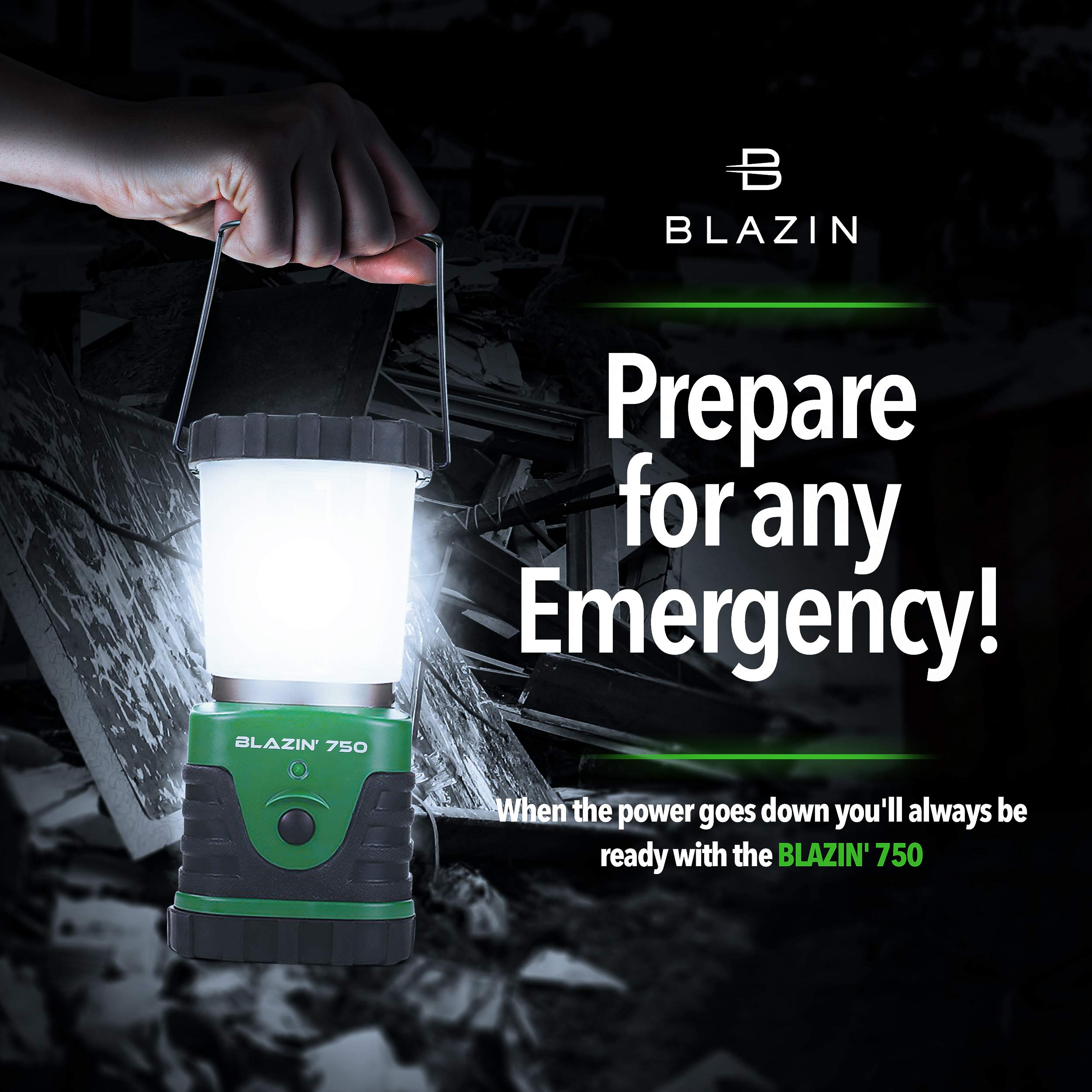 Blazin Ultra Bright Camping Lantern - Waterproof, Portable & Lightweight, 750 Lumens Battery Operated Camping Light - Ideal for Camping, Hurricane, Power Outages & Emergencies
