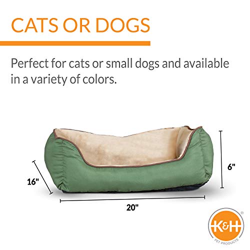 K&H Pet Products Self-Warming Lounge Sleeper Pet Bed Small Sage/Tan 16" x 20"