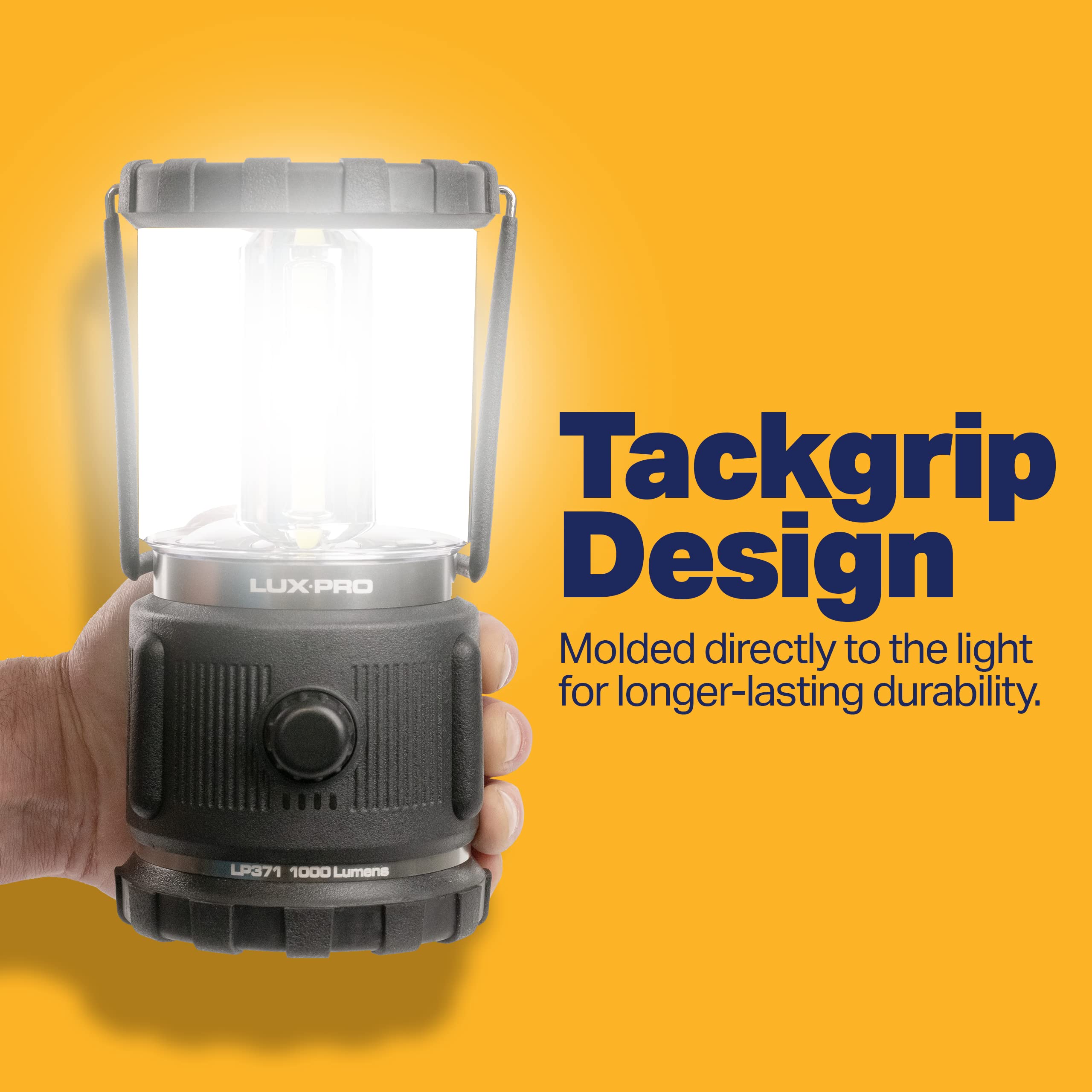 LUXPRO 4D Rugged 1000 Lumen LED Lantern with 4 Broadbeam LEDs for Up to 20 Hours of Use - Camping Lantern with Rubberized Metal Handle and IPX4 Water-Resistant Rating
