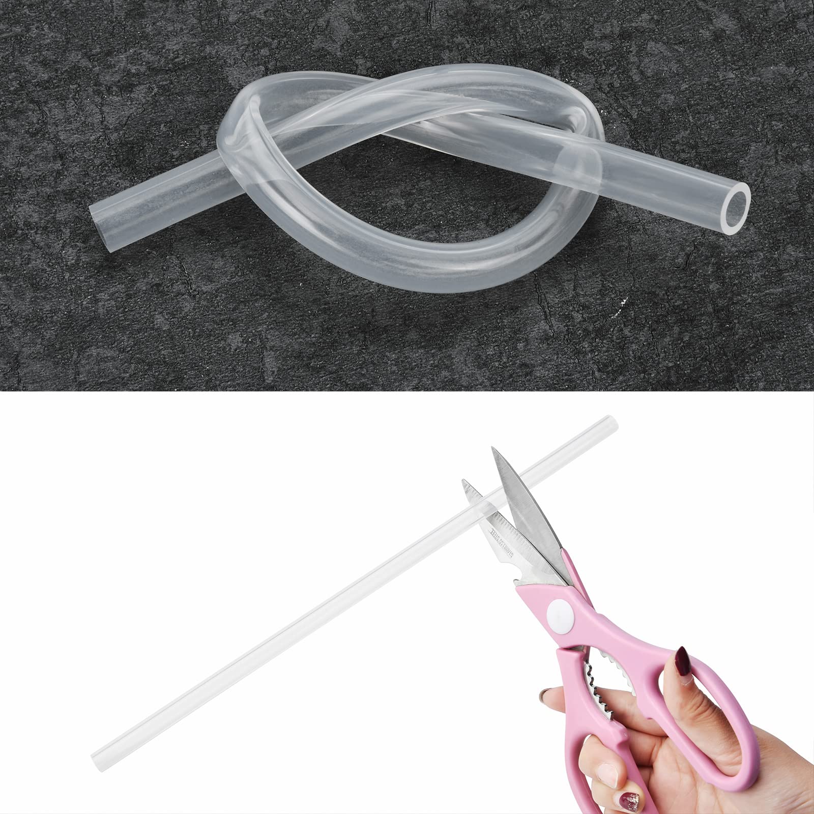 ALINK 10 Pack Silicone Replacement Straws for Stanley 40 oz 30 oz Tumbler, 12 in Long Reusable Clear Straws for Stanley Cup Accessories, Half Gallon Jug, Plus 2 Cleaning Brush