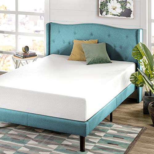 Zinus 10 Inch Green Tea Memory Foam Mattress/CertiPUR-US Certified, Queen & Shalini Upholstered Platform Bed Frame/Mattress Foundation/Wood Slat Support, Dark Grey, Queen
