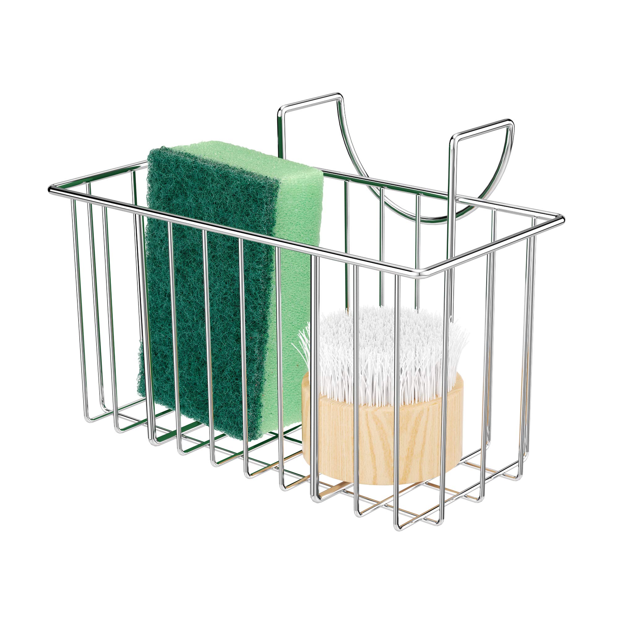 Dullrout Kitchen Sink Sponge Holder, Super Sturdy Hooked Design Kitchen Sink Caddy Organizer for Dish Cloth, Soap Dishwashing Liquid Drainer, Rustproof & Durable