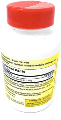 ONFIPOK Kirkland-Signature Vitamin B12 5000 Mcg, Supplements,300 Tablets-Support More Quick Dissolve,Cherry Flavor,Benefit Brain & Heart Function (Pack of 1)