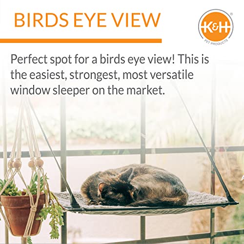 K&H Pet Products EZ Mount Window Kitty Sill Cat Window Perch Cat Hammock + EZ Mount Up and Away Kitty Diner Cat Food Bowl Bundle