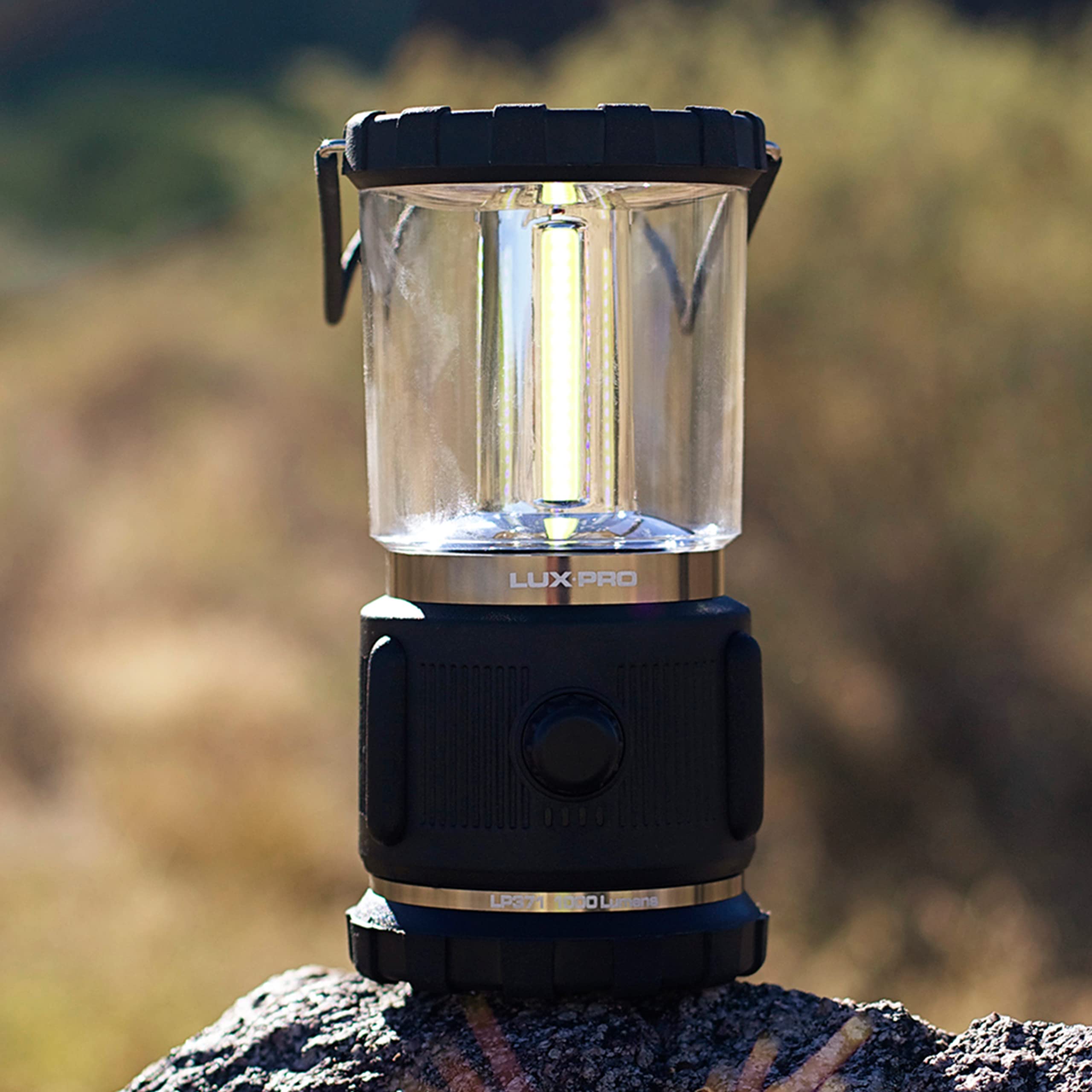 LUXPRO 4D Rugged 1000 Lumen LED Lantern with 4 Broadbeam LEDs for Up to 20 Hours of Use - Camping Lantern with Rubberized Metal Handle and IPX4 Water-Resistant Rating