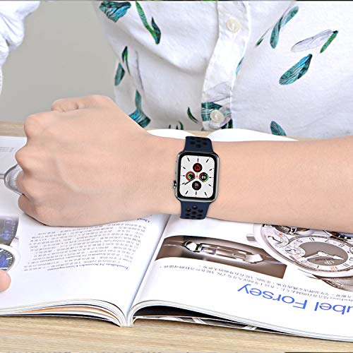 SVISVIPA Sport Bands Compatible for Apple Watch Bands 42mm 44mm 45mm 49mm,Breathable Soft Silicone Sport Women Men Replacement Strap Compatible with iWatch Ultra & SE & Series 8/7/6/5/4/3/2/1,Midnightblue Black
