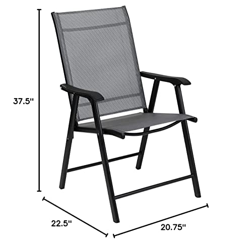 Flash Furniture Black Outdoor Folding Patio Sling Chair (2 Pack)