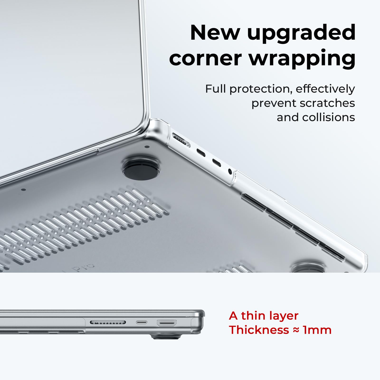 EooCoo Compatible for MacBook Pro 14 inch Case 2023 2022 2021 Release M2 A2779 A2442 M1 Pro M1 Max Chip, Hard Shell Cases with Keyboard Cover, Screen Protector - Crystal Clear