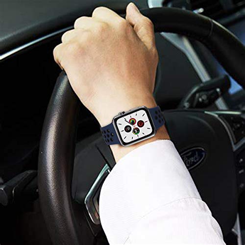 SVISVIPA Sport Bands Compatible for Apple Watch Bands 42mm 44mm 45mm 49mm,Breathable Soft Silicone Sport Women Men Replacement Strap Compatible with iWatch Ultra & SE & Series 8/7/6/5/4/3/2/1,Midnightblue Black