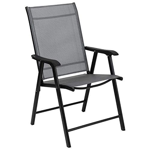 Flash Furniture Black Outdoor Folding Patio Sling Chair (2 Pack)