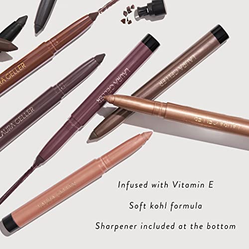 LAURA GELLER NEW YORK Kajal Longwear Kohl Eyeliner Pencil with Caffeine, Smooth & Blendable Makeup, Deep Black