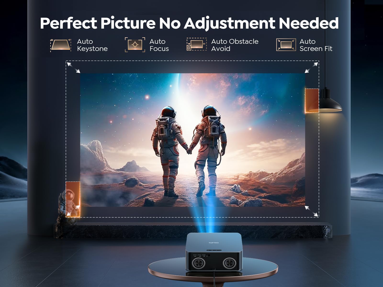 Outdoor Projector 4K, 5G WiFi Bluetooth Projector with 4D/4P Keystone Correction, Compatible with iOS/Android/ TV Stick/PS4