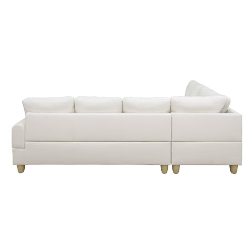 NOTOP 3-Piece Faux Leather L-Shaped Sectional Sofas, Button Tufted Upholstered Couch Set with Left Chaise Longue and Storage Ottoman, for Living Room, Home, Office,White