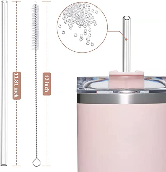 RaepperHan 6 Pack Reusable Replacement Straws for Stanley 40 oz Adventure Tumbler, Plastic Straws with Cleaning Brush, Compatible with Stanley 40oz Cup Water Jug (6* Plastic Straws for 40 oz), RH012