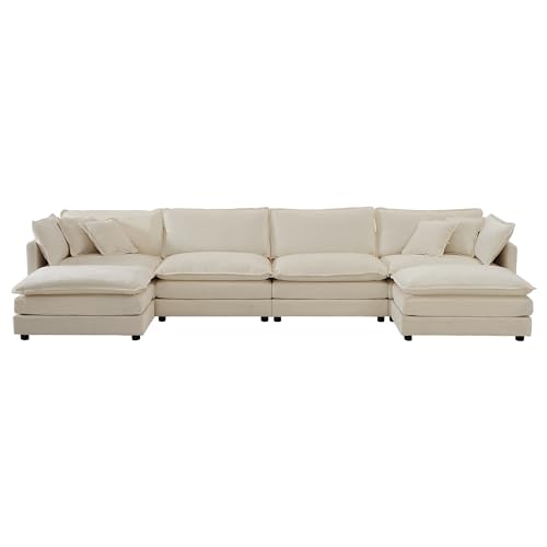 Oversized Modular Sectional Sofa Set,Extra Large U Shaped Convertible Couch with Reversible Chaise and Movable Ottoman,Free Combination Symmetrical Sofa&Couches Bed for Living Room Office