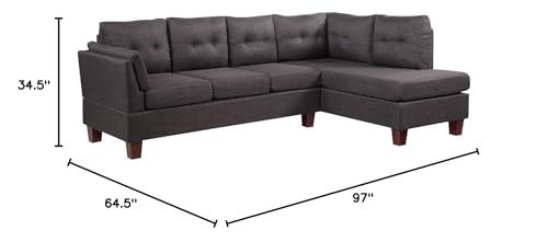 Maykoosh Victorian Vibes Linen Modern Sectional Sofa with Right Facing Chaise