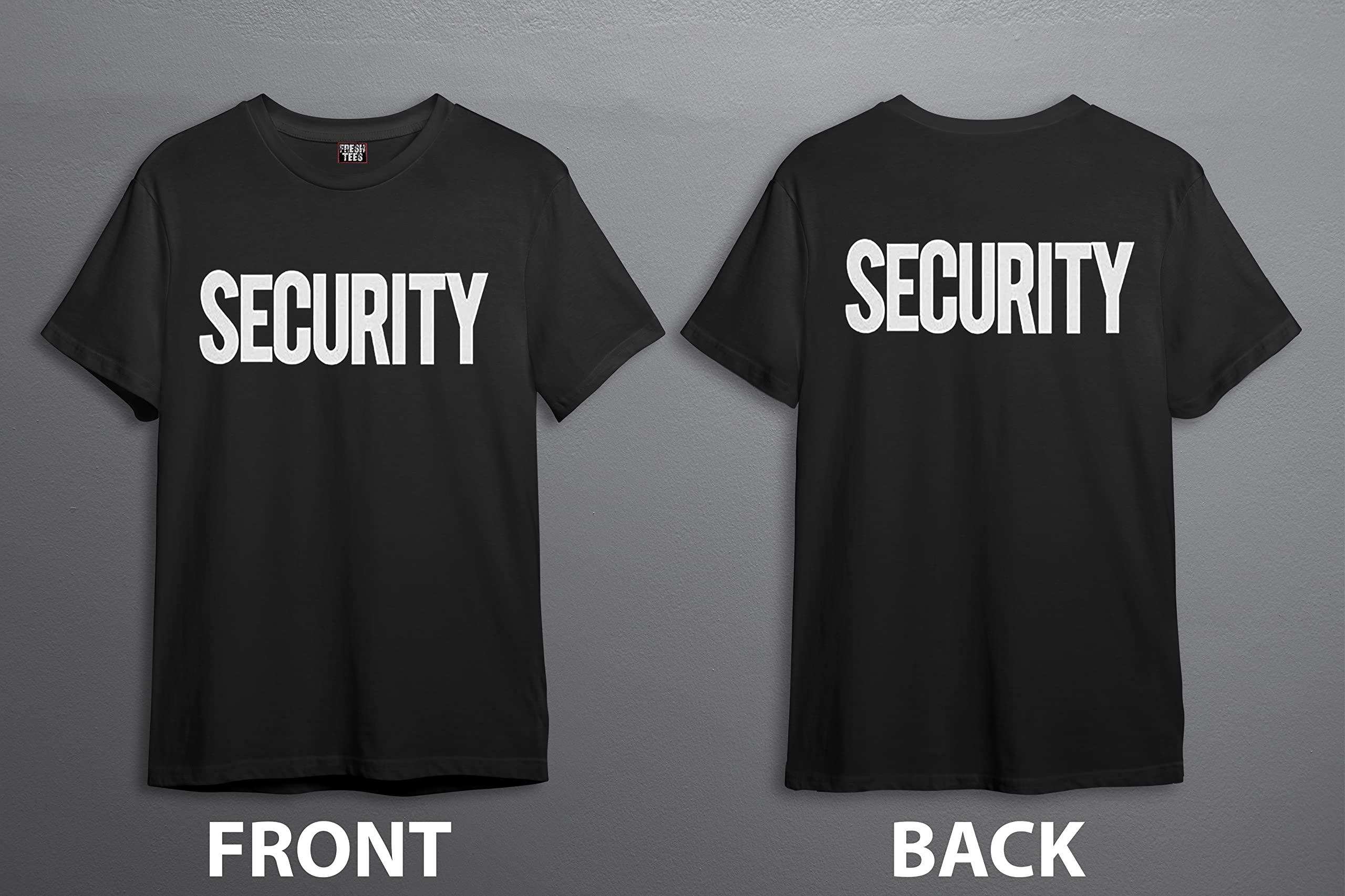 fresh tees Security T-Shirt 2 Sided Front Back Print | Event Safety Guard Staff | Graphic Tee for Men (Small,Black)