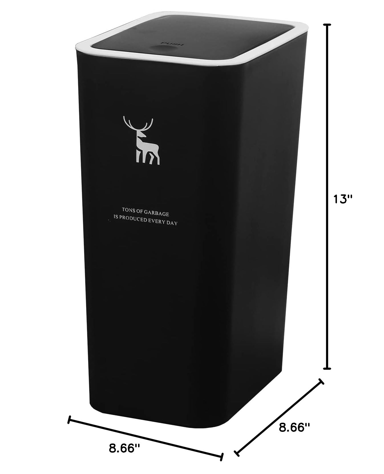 Sooyee 10 Lite Black Trash Can with Lid,Bathroom Trash Can,2.4 Gallon Plastic Trash Can,Small Trash Can for Powder Room,Bedroom,Kitchen,Craft Room,Office