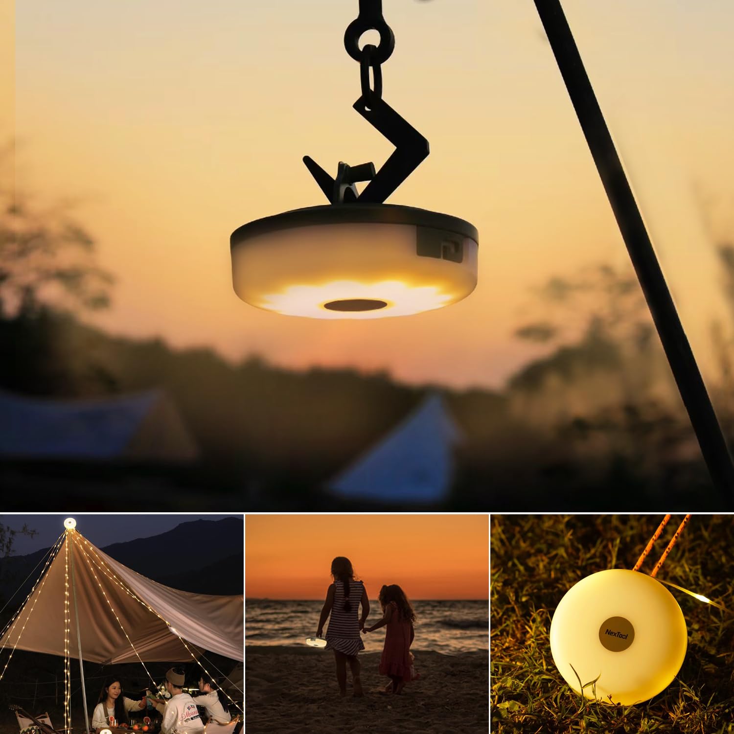 Hiromeco Camping Lights String, Outdoor String Lights with 5 Lighting Modes, Quick 30s Recovery, Durable and Waterproof, USB Charging - Portable Camping Lights for Camping, Yard, and Hiking (32.8ft)