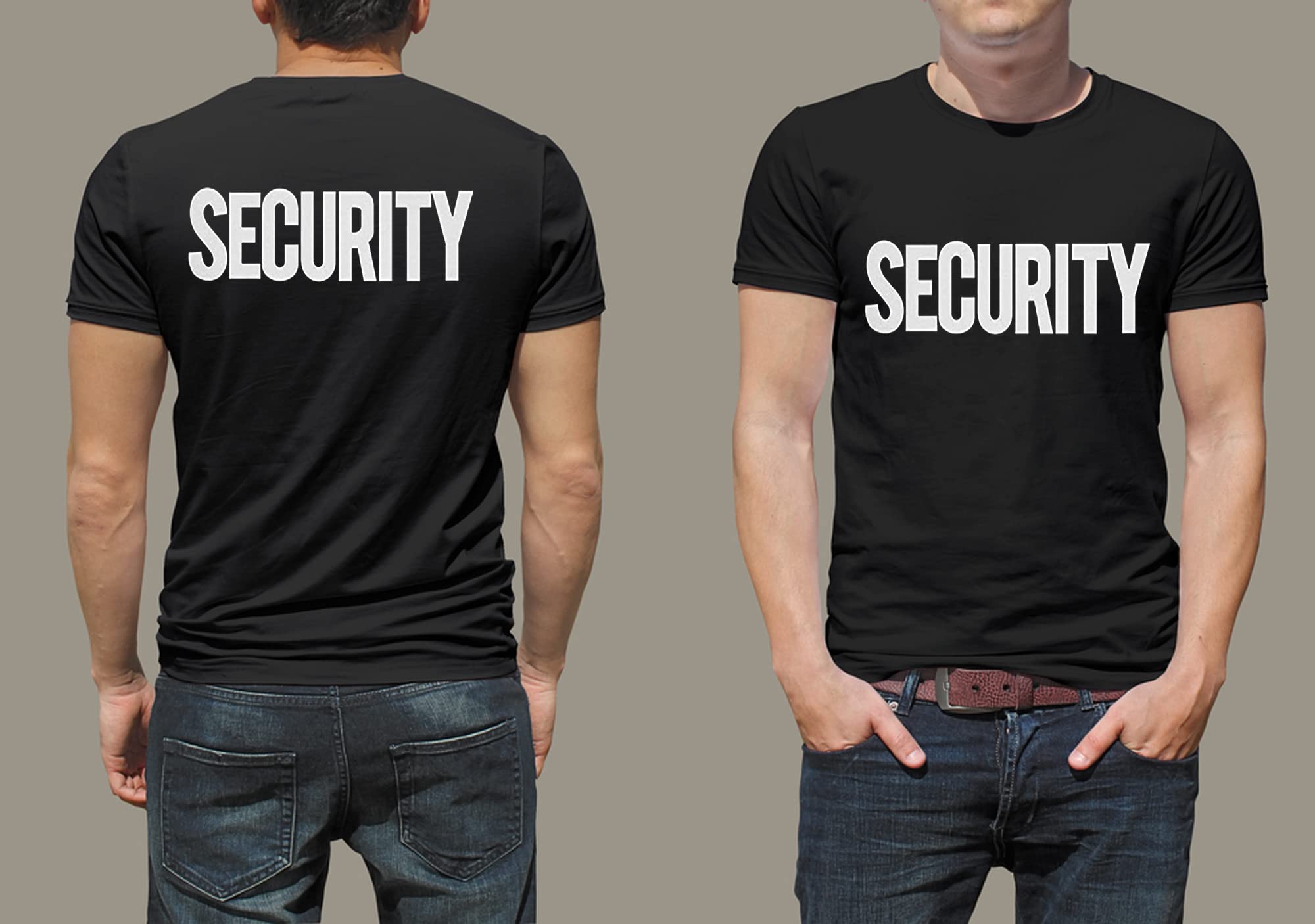 fresh tees Security T-Shirt 2 Sided Front Back Print | Event Safety Guard Staff | Graphic Tee for Men (Small,Black)