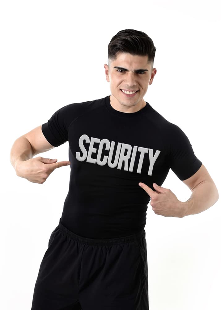 fresh tees Security T-Shirt 2 Sided Front Back Print | Event Safety Guard Staff | Graphic Tee for Men (Small,Black)