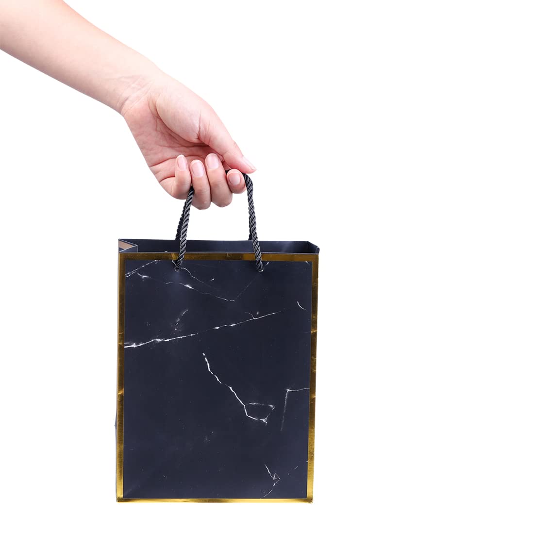 ysmile Marble Black 8" Medium Gift Paper Bag with Tissue Paper for Men Birthday Party Favor from