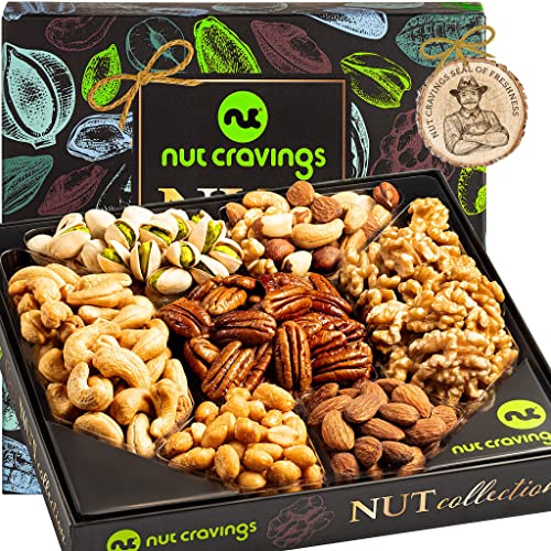 Easter Nut Collection Gift Basket in Elegant Box (7 Assortments) Gourmet Food Bouquet Arrangement Platter, Birthday Care Package, Healthy Kosher Snack Tray, Adults Men Women