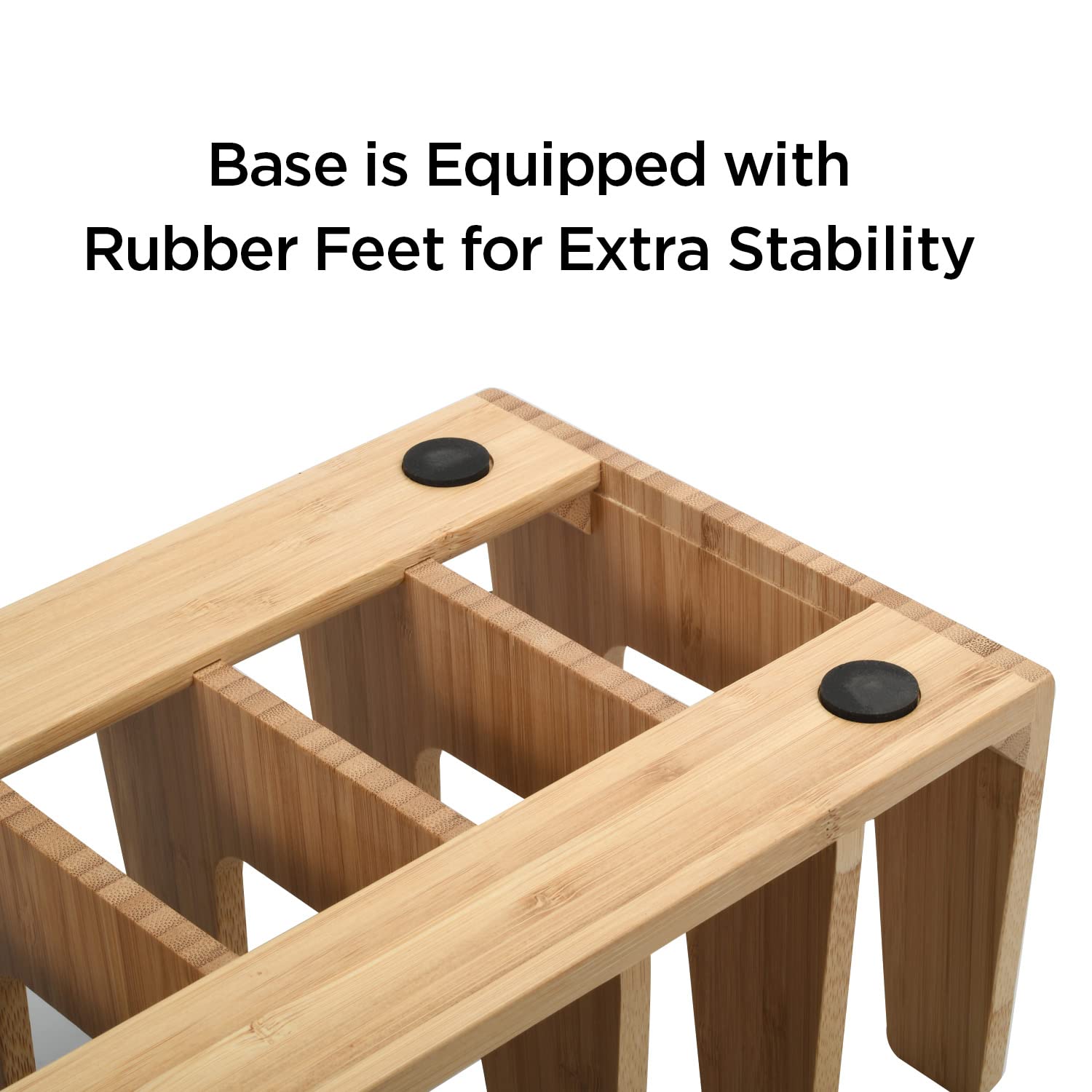 MobileVision Bamboo Pot Lid Holder Organizer for Storage in Cabinets or Kitchen Countertops and Cupboards