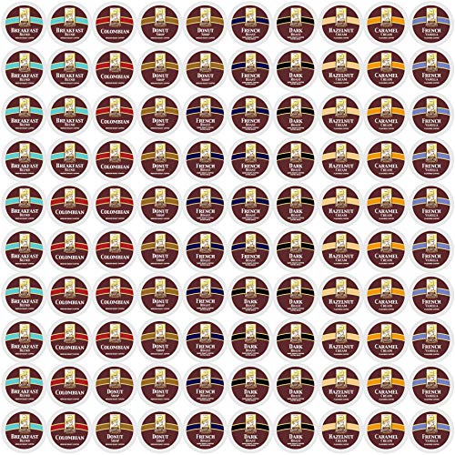 100ct Variety Pack for Keurig K-cupsĀ®, 8 Assorted Single Cup Sampler 20% more coffee per cup by Bradford Coffee