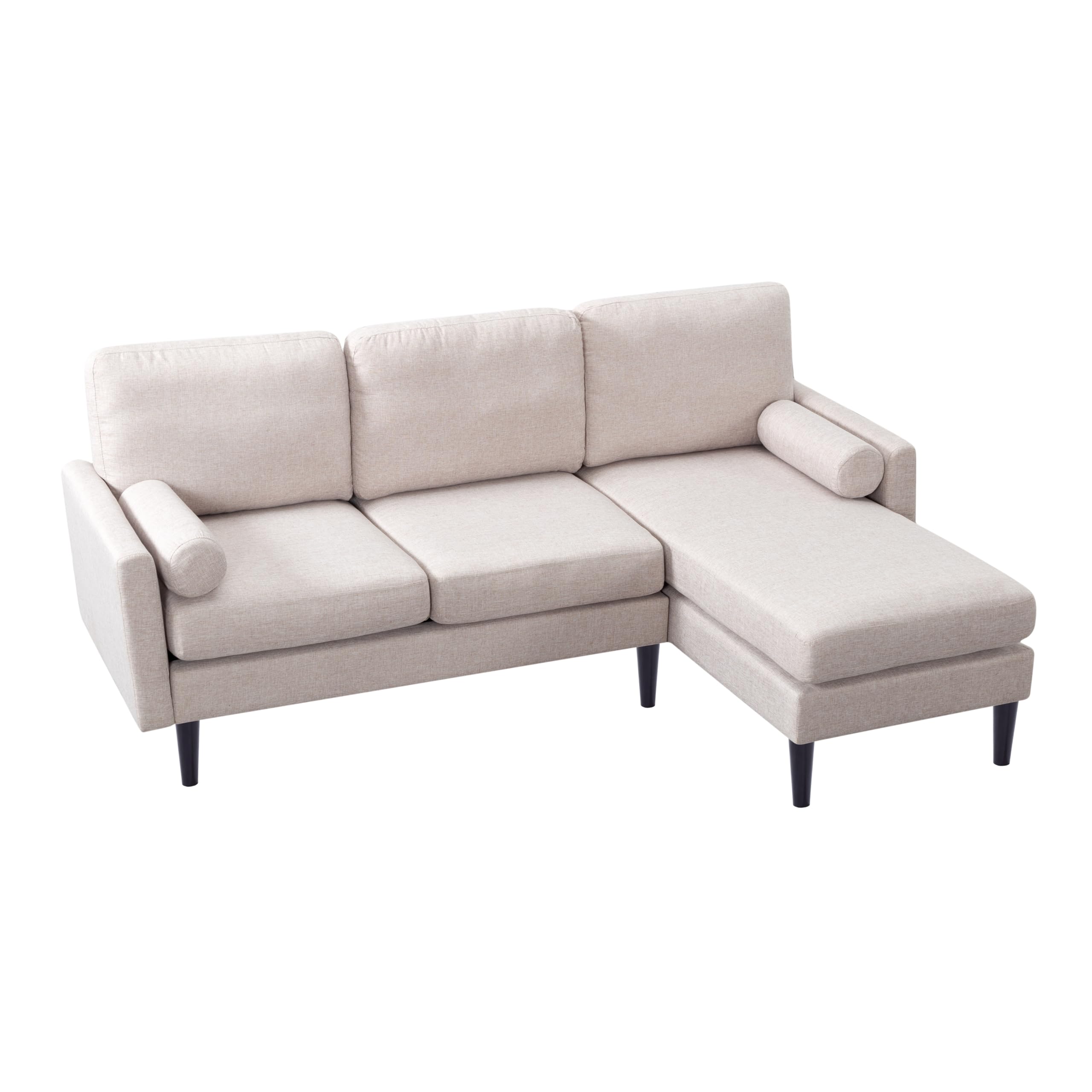 Eafurn L Shaped Sectional Sofa with Reversible Chaise Lounge, 3 Seater Convertible Corner Couch with Rubber Wood Legs, Modern Fabric Sofa&Couches for Living Room, Apartment and Small Space