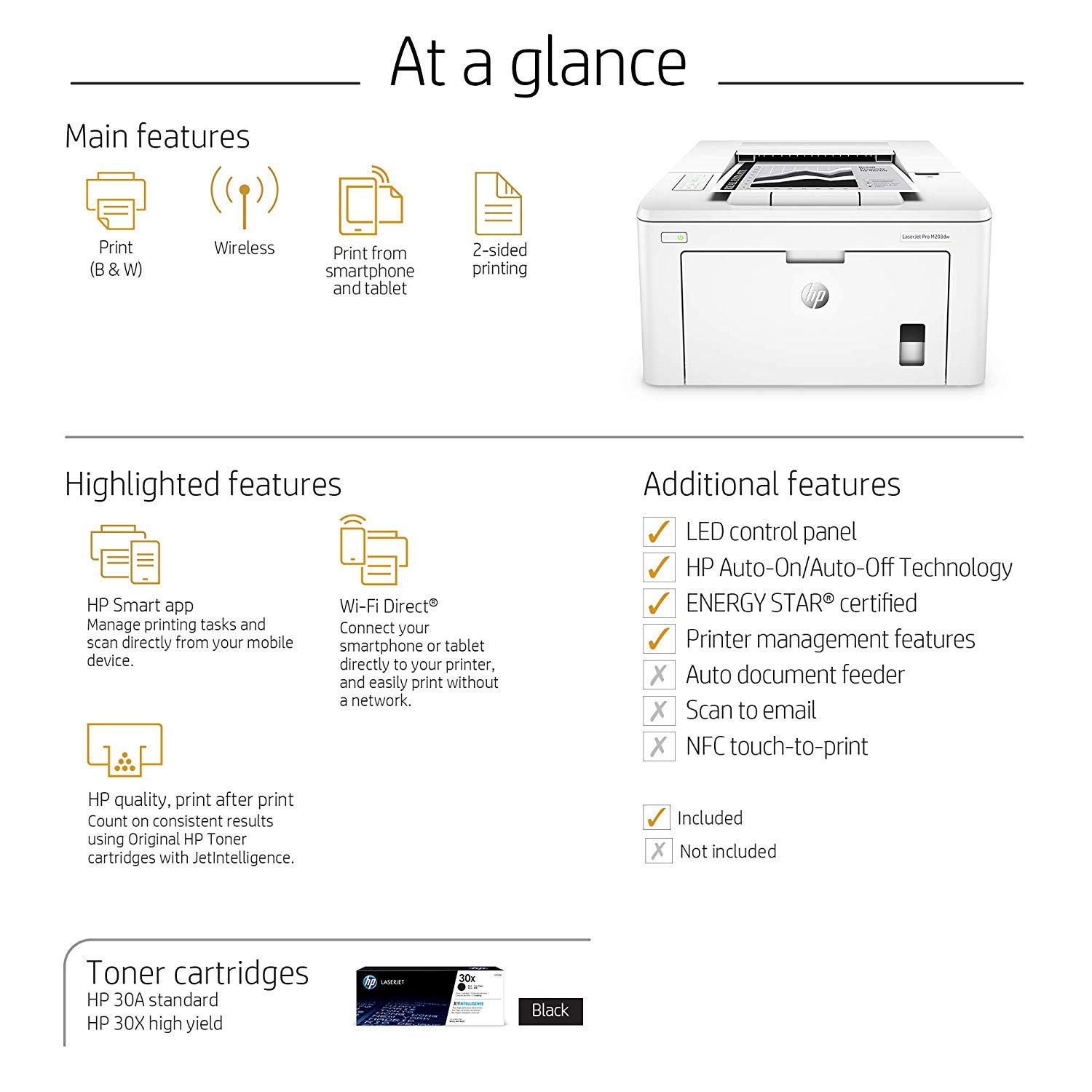 HP G3Q47A#BGJ Laserjet Pro M203dw Wireless Laser Printer (G3Q47A). Replaces M201dw Laser Printer (Renewed)