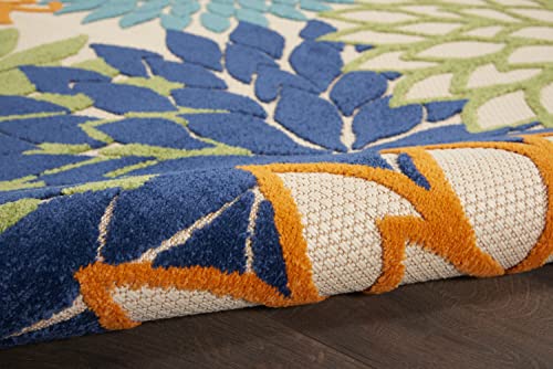 Nourison Aloha Indoor/Outdoor Multicolor 7'10" x 10'6" Area-Rug, Tropical, Botanical, Easy-Cleaning, Non Shedding, Bed Room, Living Room, Dining Room, Deck, Backyard, Patio (8x10)