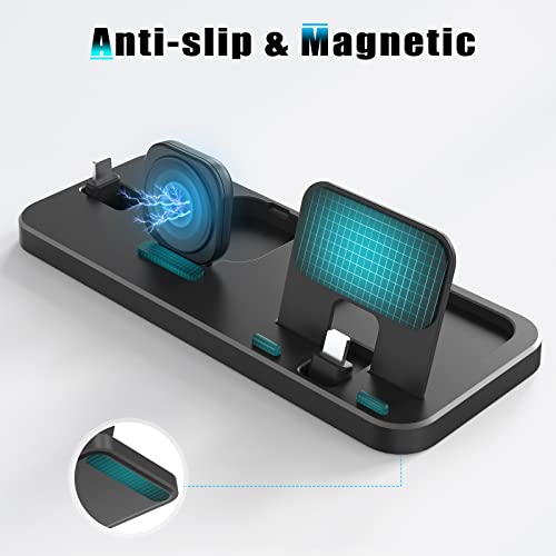 3 in 1 Charging Station for Multiple Devices Apple Portable Charging Stand for Apple Watch iPhone and AirPods Build-in Charger Charging Dock Holder for iPhone with Adapter and Cable (Black)