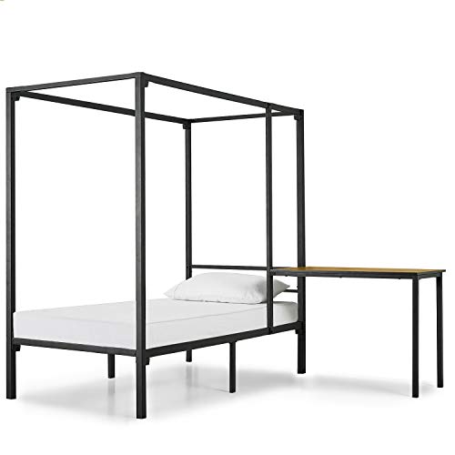 Zinus Kenn Canopy Bed Frame with Desk for students, Twin