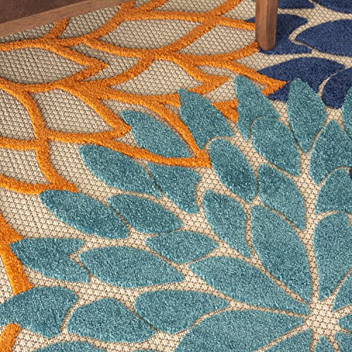 Nourison Aloha Indoor/Outdoor Multicolor 7'10" x 10'6" Area-Rug, Tropical, Botanical, Easy-Cleaning, Non Shedding, Bed Room, Living Room, Dining Room, Deck, Backyard, Patio (8x10)
