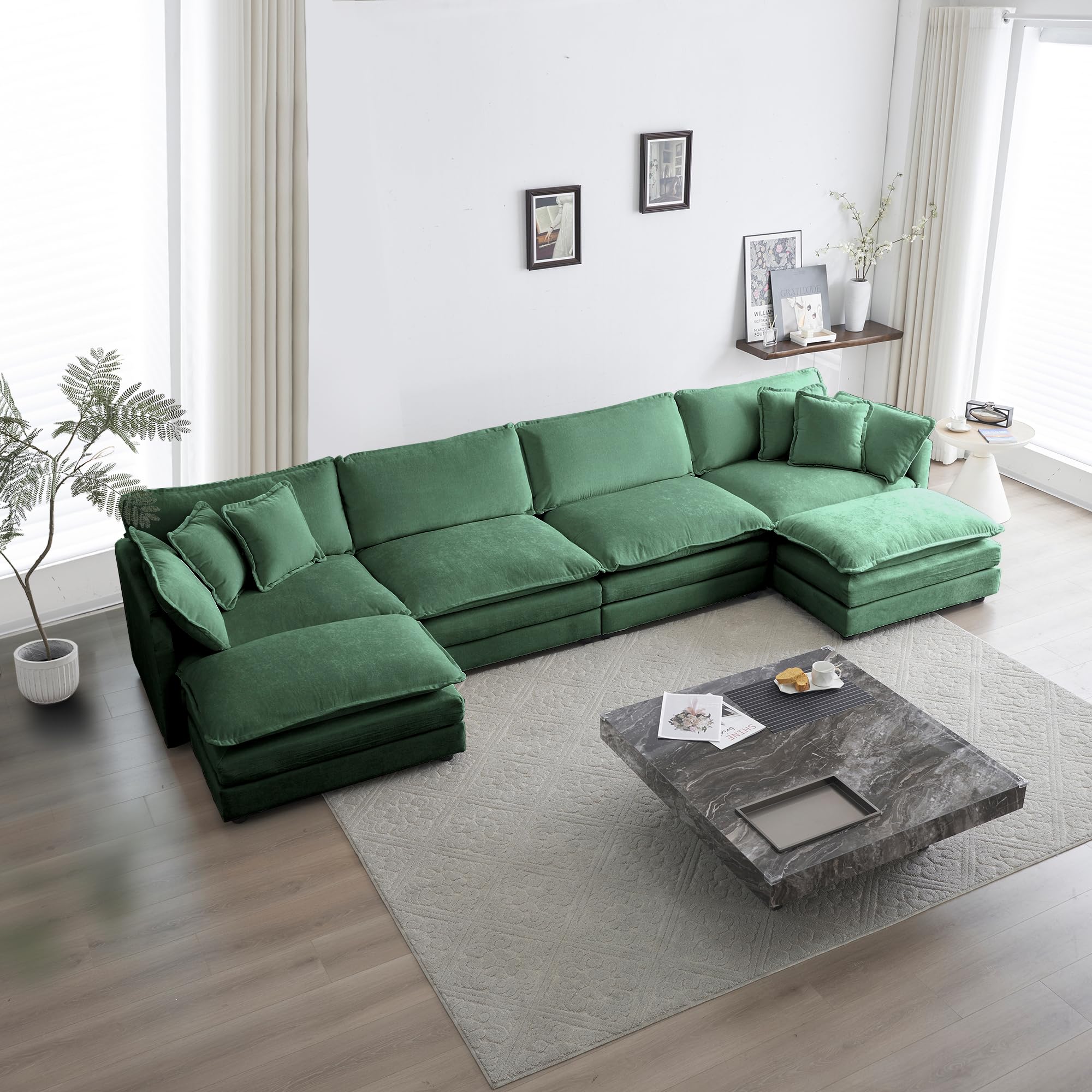 Oversized Modular Sectional Sofa Set,Extra Large U Shaped Convertible Couch with Reversible Chaise and Movable Ottoman,Free Combination Symmetrical Sofa&Couches Bed for Living Room Office