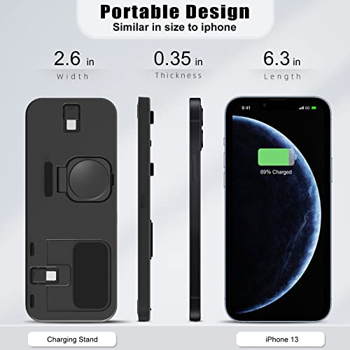 3 in 1 Charging Station for Multiple Devices Apple Portable Charging Stand for Apple Watch iPhone and AirPods Build-in Charger Charging Dock Holder for iPhone with Adapter and Cable (Black)
