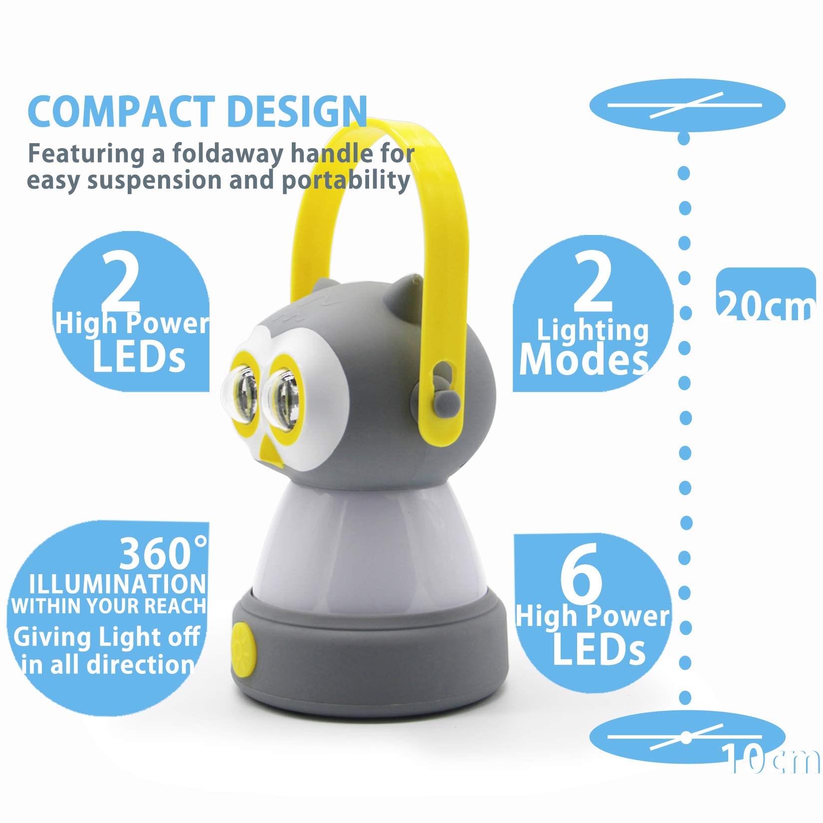 Outdoor Equipment LED Camping Lantern & Headlamp Set for Kids, FANT.LUX Battery Powered Night Light for Emergency, Hurricane, Lightweight Tent Lamp (Owl Set)