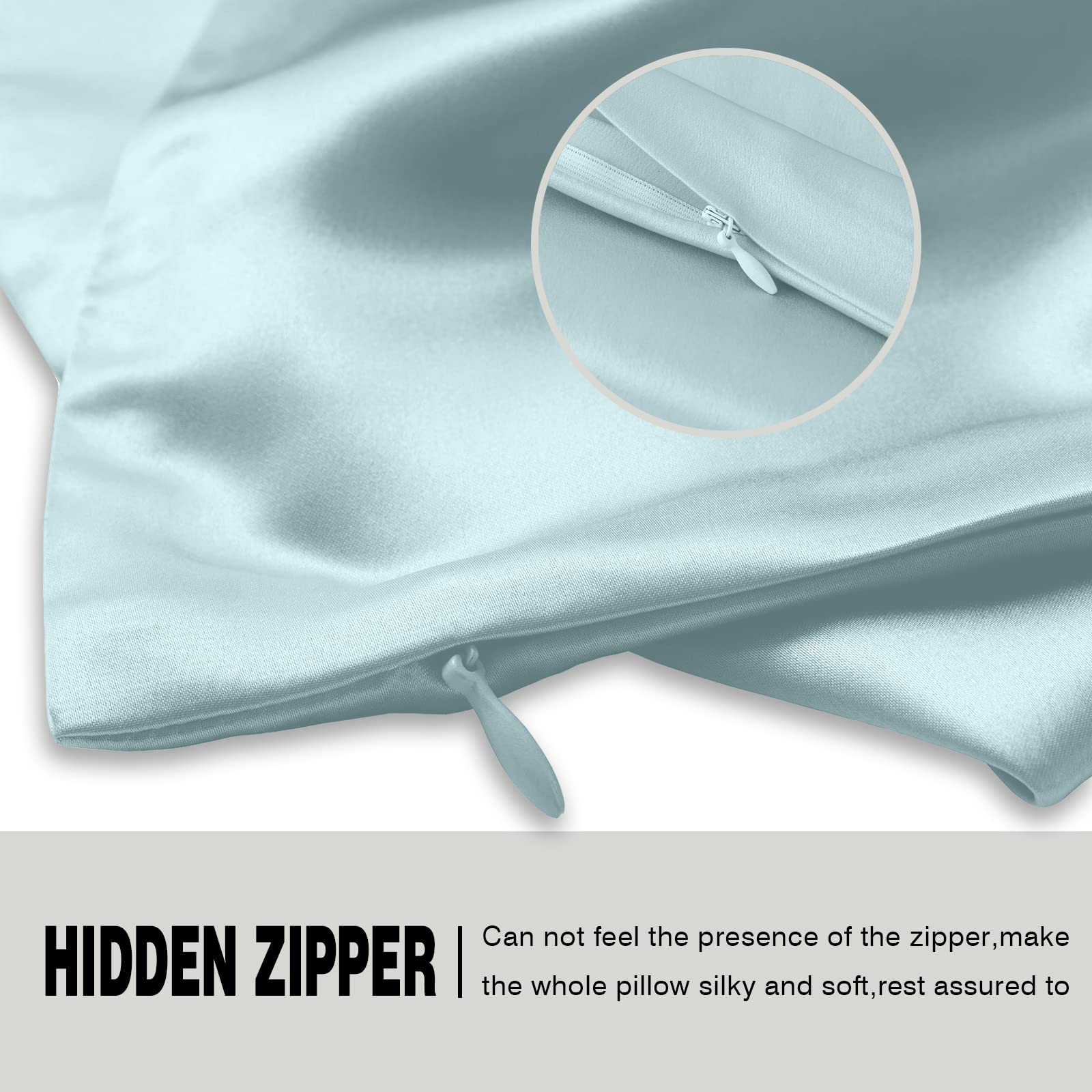 Mulberry Silk Pillowcase for Hair and Skin Standard Size 20"X 26" Pillow Case with Hidden Zipper Soft Breathable Smooth Cooling Silk Pillow Covers for Sleeping(Haze Blue,Standard,1Pcs)