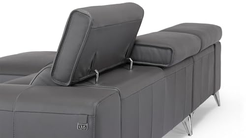 ZURI Furniture Raj Modern Slate Leather Sectional with Adjustable Headrests and Chaise - Left Chaise
