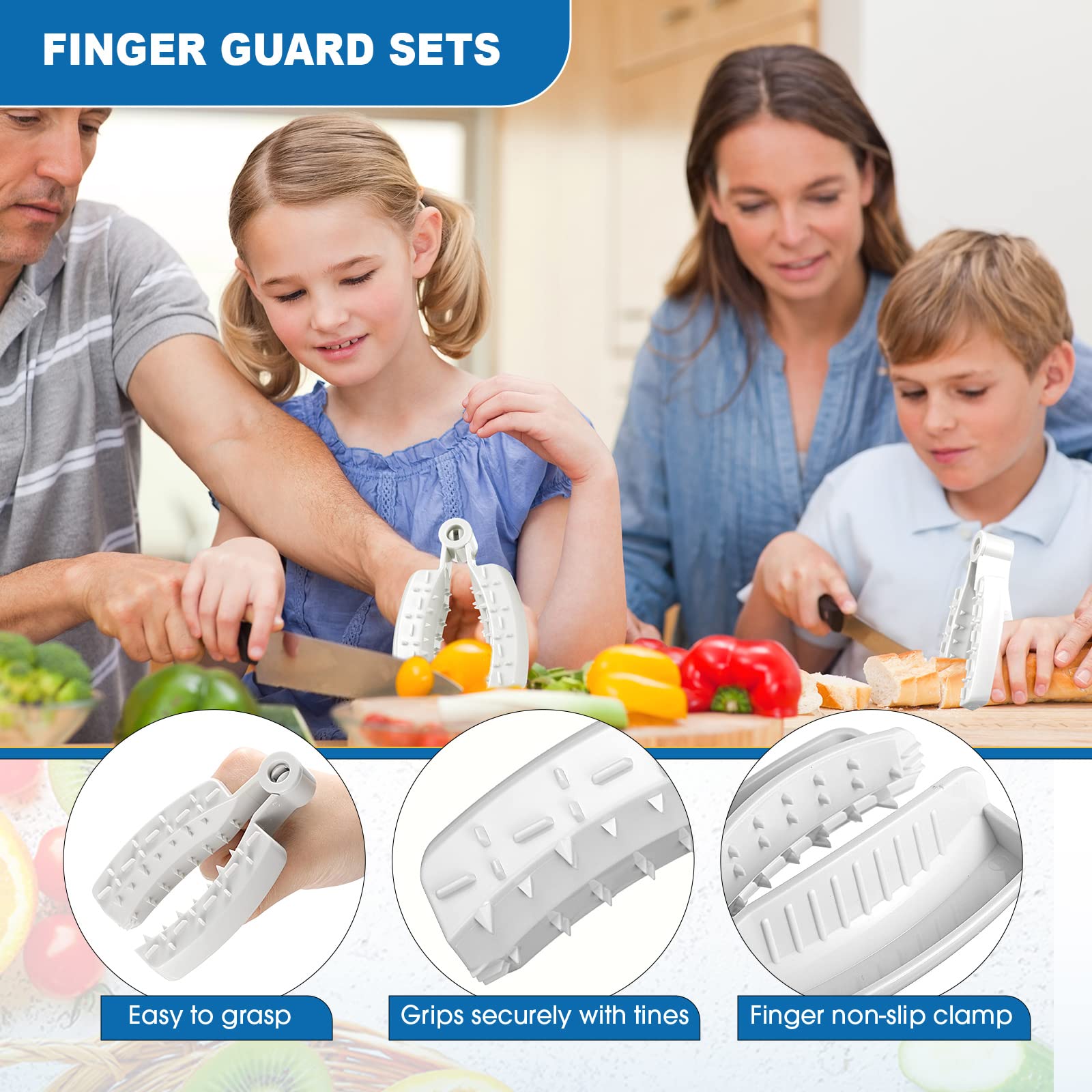 Romooa 10 Pcs Finger Guard Set for Cutting Kitchen Protector Stainless Steel Knife Cot Safe Potato Butter Lettuce Crinkle Grater Vegetable Slicer Kids Chopping Tool, one size