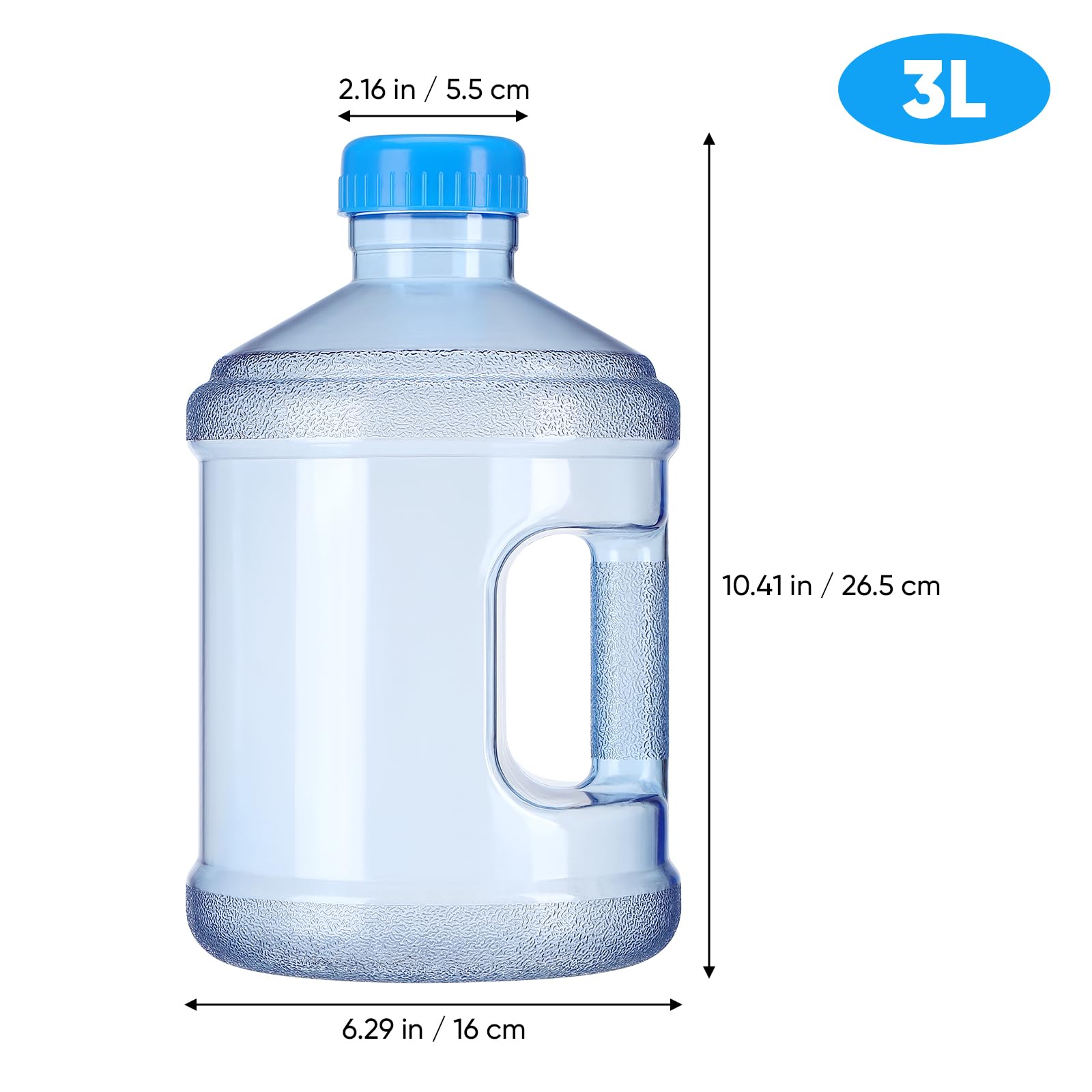INOOMP 2 Pieces Water Bottle Water Jug Round Plastic Water Bottle with Handle Reusable Leak Proof Water Bottle for Gym Sports Office Daily Cold Liquids Drinking Use, Blue (1 Gallon)