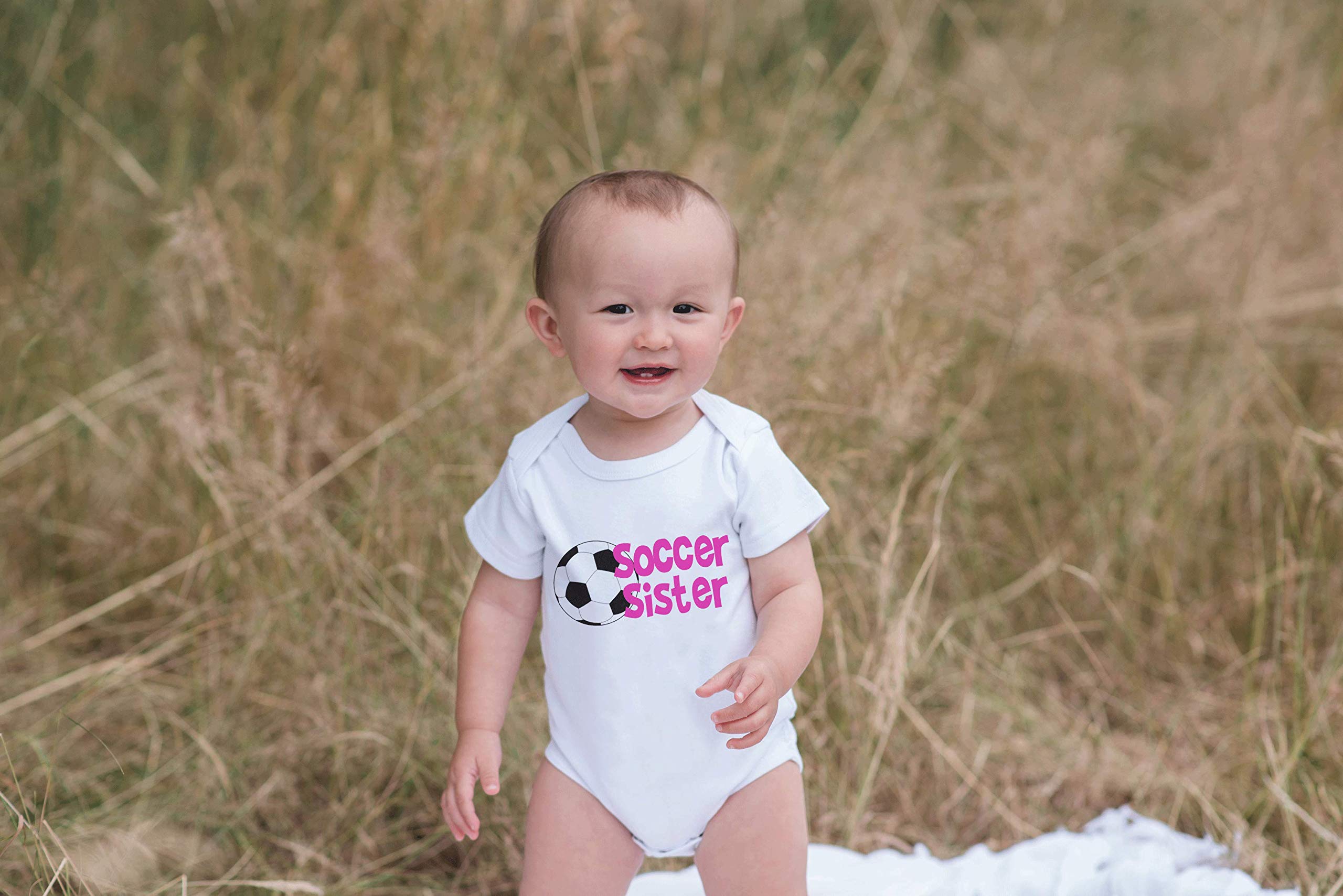 Custom Party Shop Baby Girl's Soccer Sister Onepiece 0-3 Months Pink and Black