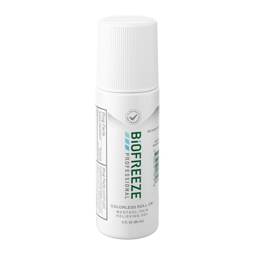 Biofreeze Professional Colorless Pain Relief Roll On, Knee & Simple Backache Relief, Arthritis Pain Reliever, Neck Pain Relief, Cooling Joint Pain Relief, Roll-On Menthol Gel 3 Fl Oz