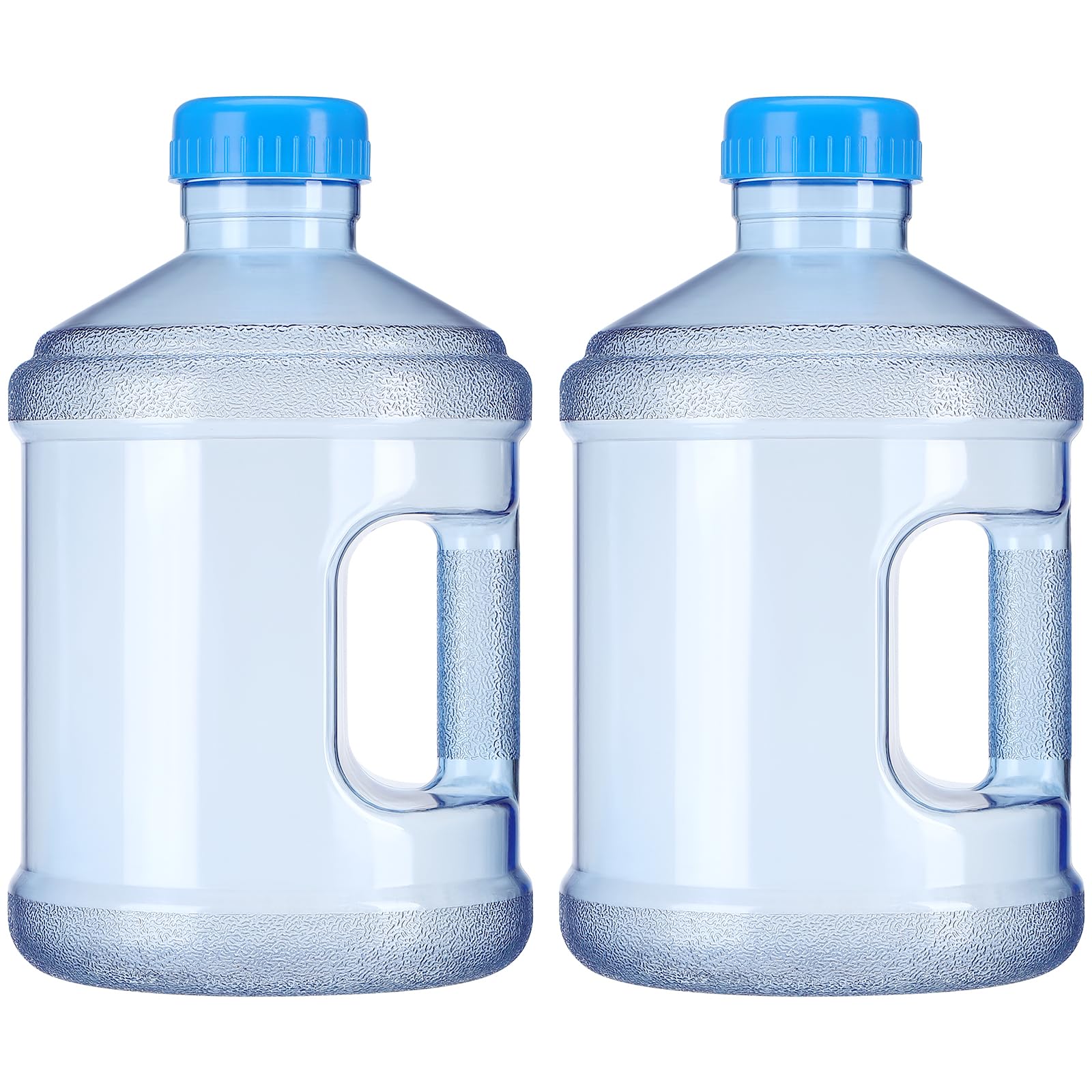 INOOMP 2 Pieces Water Bottle Water Jug Round Plastic Water Bottle with Handle Reusable Leak Proof Water Bottle for Gym Sports Office Daily Cold Liquids Drinking Use, Blue (1 Gallon)
